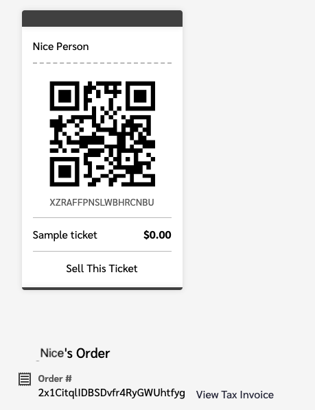 Tax invoice for ticket purchase